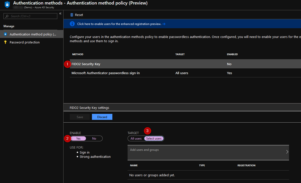 Protect Azure AD – FIDO Security Keys