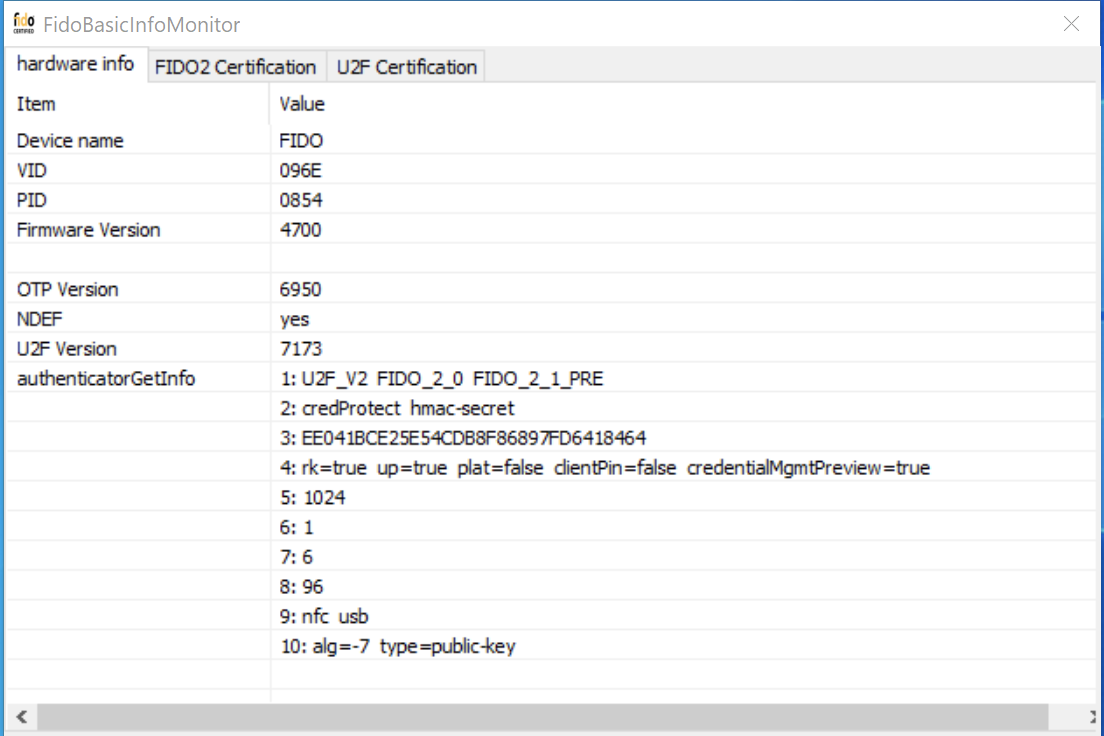 Get Security Key Information – FIDO Security Keys