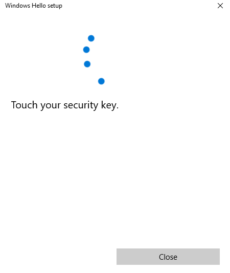 Set up keys in Windows – FIDO Security Keys