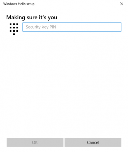 Set up keys in Windows – FIDO Security Keys